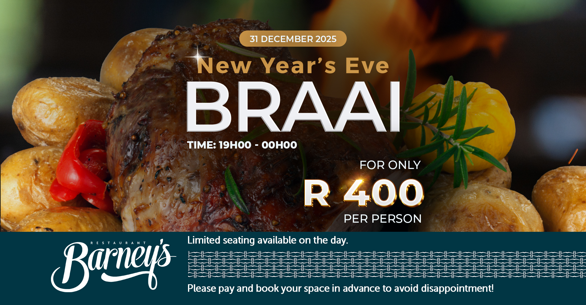 Celebrate New Years at Barneys Restaurant - Gold Reef City